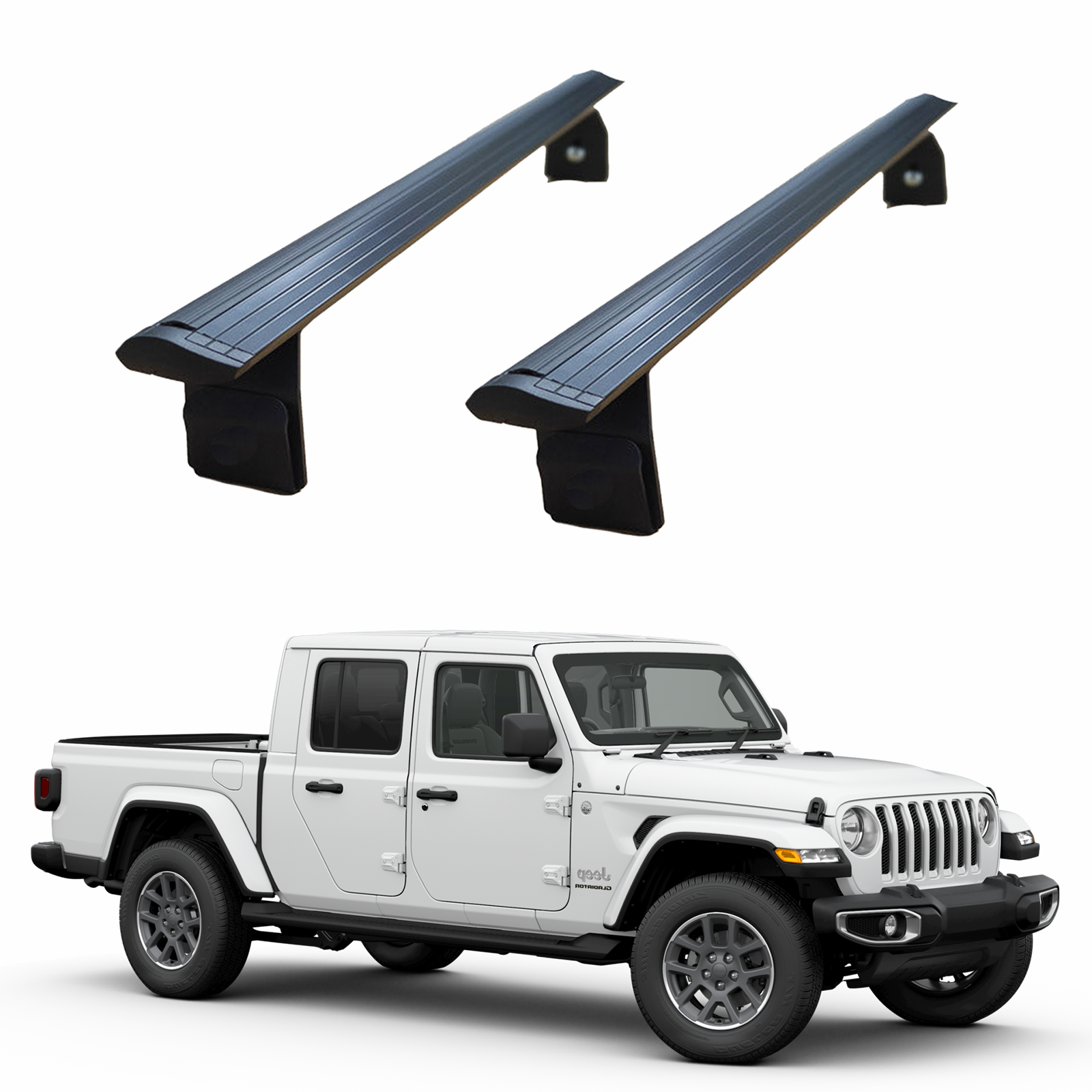 For Jeep Gladiator JT 2020-Up Roof Rack Cross Bars Rain Gutters Black ...